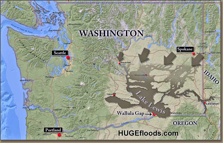 Constriction at Wallula Gap creates Lake Lewis during Ice Age Floods